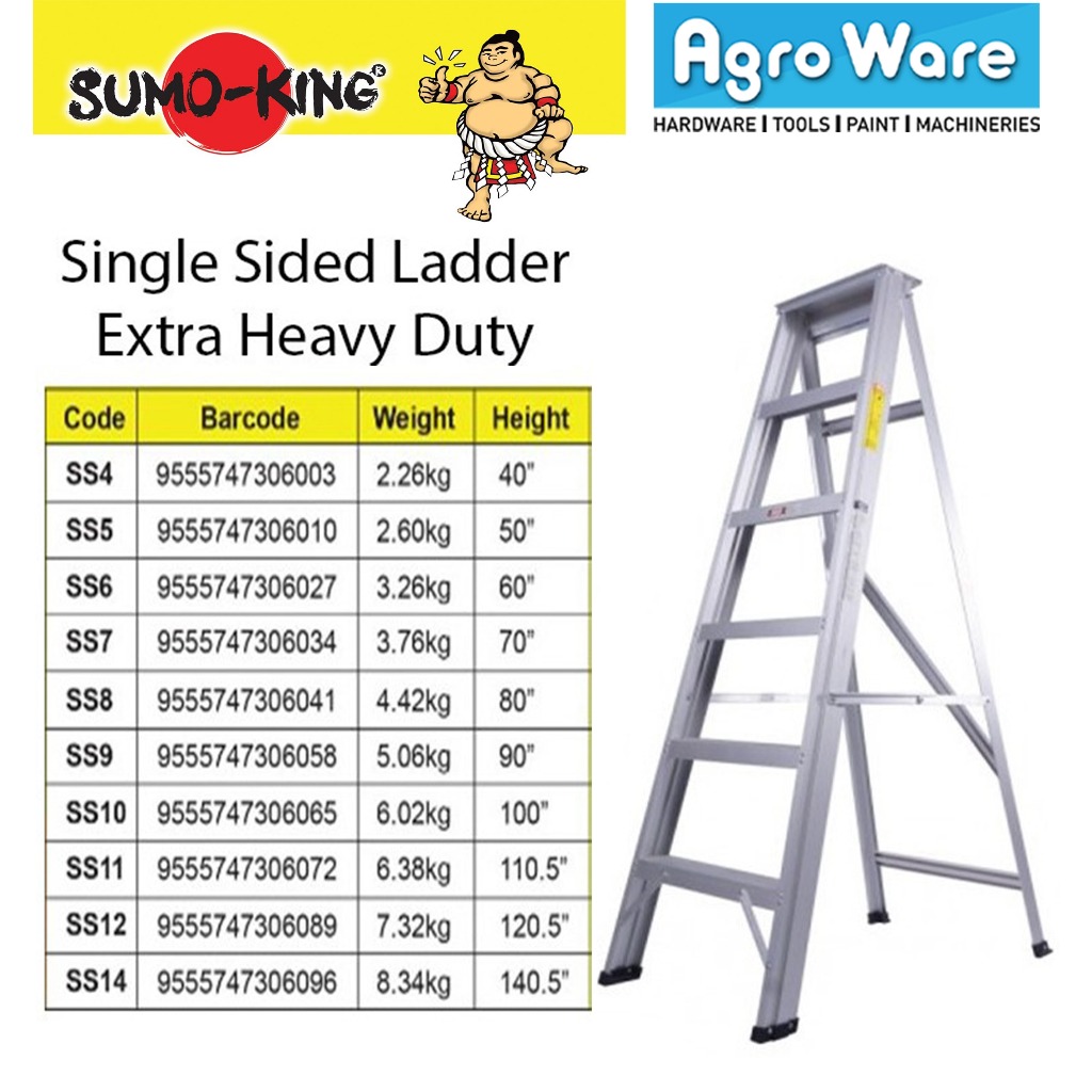 Sumo King Aluminium Ladder (Single Sided / Double Sided ) Tangga lipat Aluminium 6 STEP - 12 ...