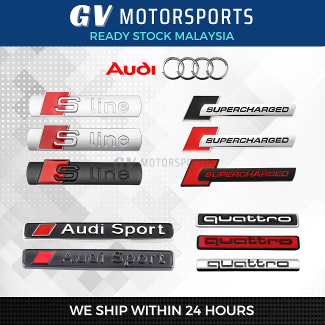 READY STOCK Audi Sports S Line Supercharged Quattro Car Sticker Metal ...