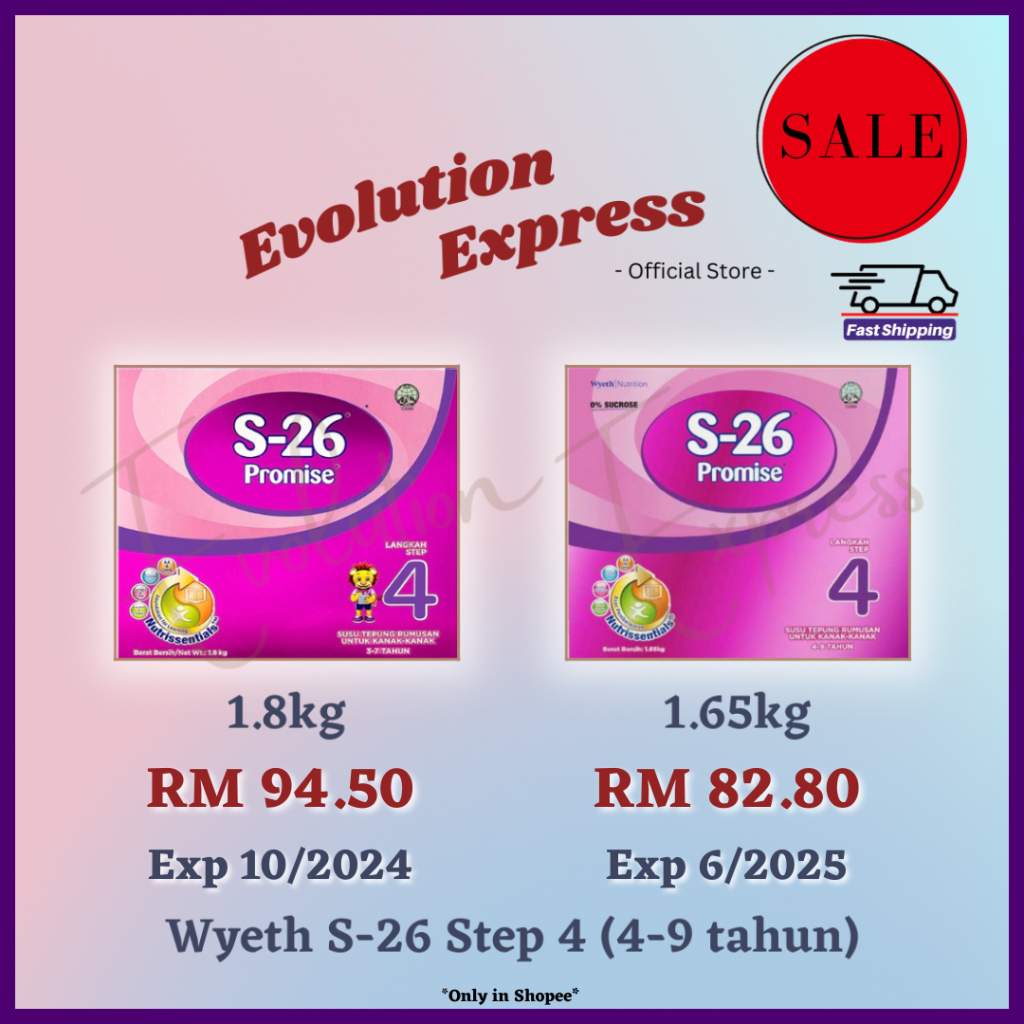 [Wyeth] S26 Promise Step 4 ( 1.2kg / 1.65kg / 1.8kg / 600gx3=1.8kg)Exp 3/2025 | Shopee Malaysia