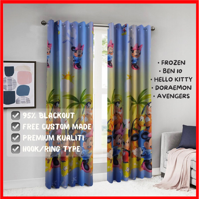 BLACKOUT 90% CURTAIN CARTOON CHILDREN BEDROOM KIDS CURTAIN FROZEN KITTY ...