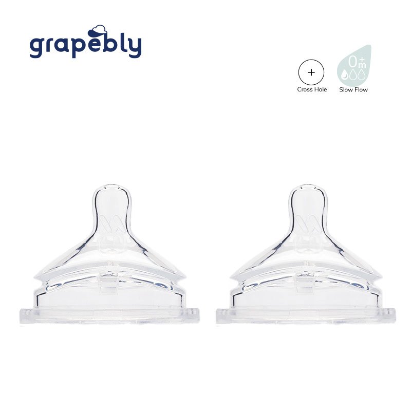 Grapebly Silicone Anti Colic Teat Slow Flow - Cross Hole (2 Pieces ...