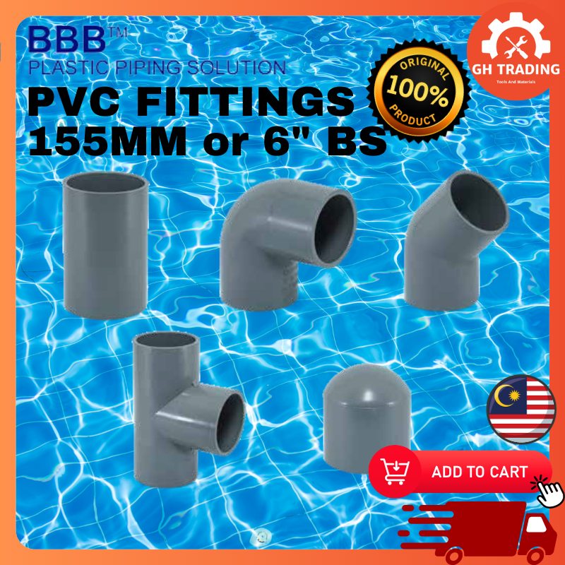 PVC Fitting 155mm 6" BS Socket Elbow 45 Tee PT Socket V Tank Connector ...