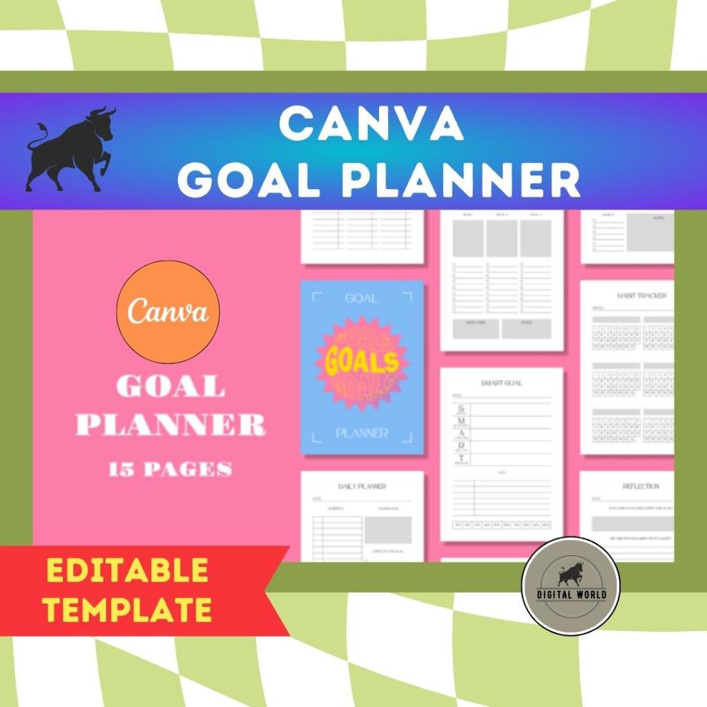 Canva Goal Planner | Canva Template | Editable Goal Tracker | Printable ...