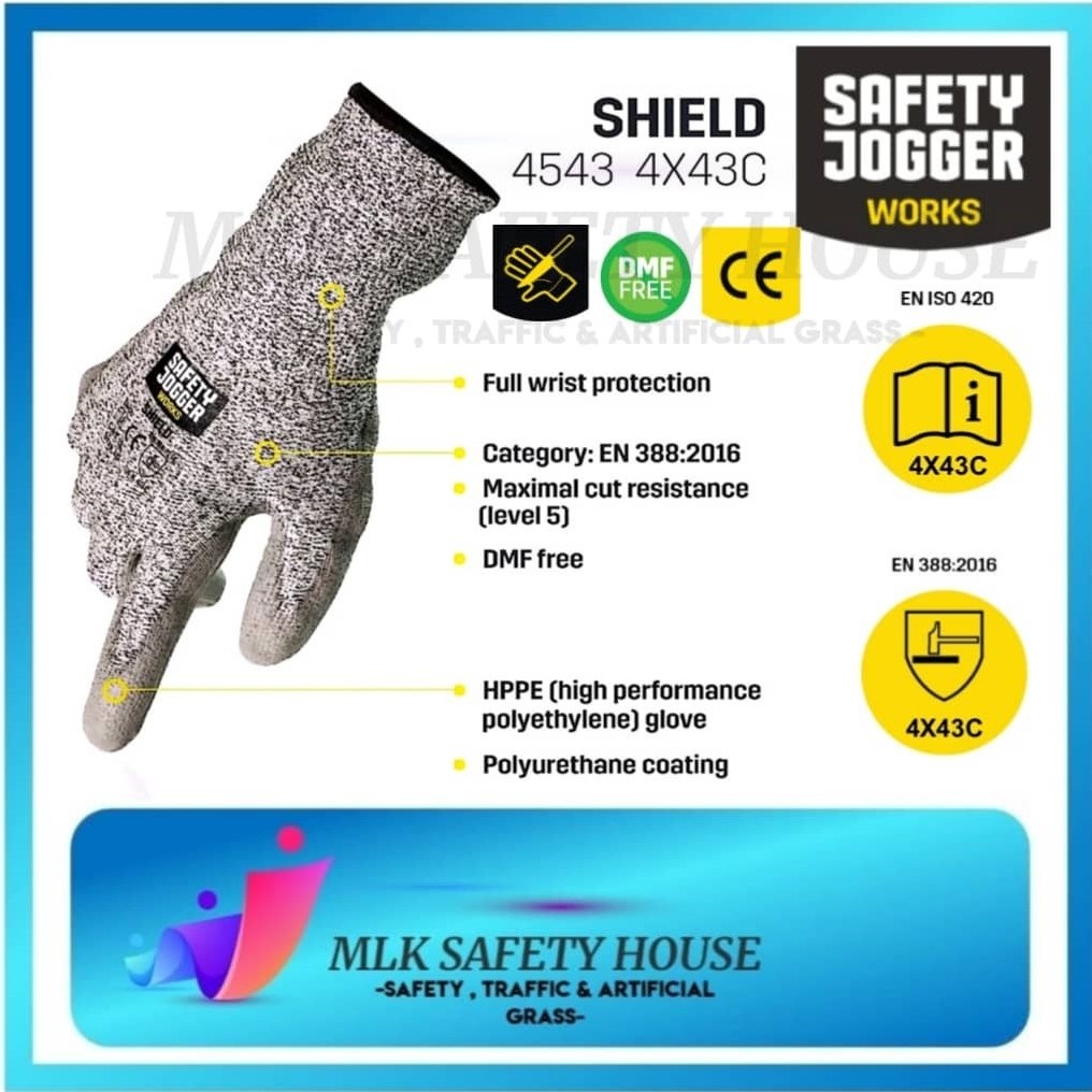 SAFETY JOGGER - SHIELD ANTI-CUT ( 4543 ) 4X43C HAND GLOVES with SIRIM ...