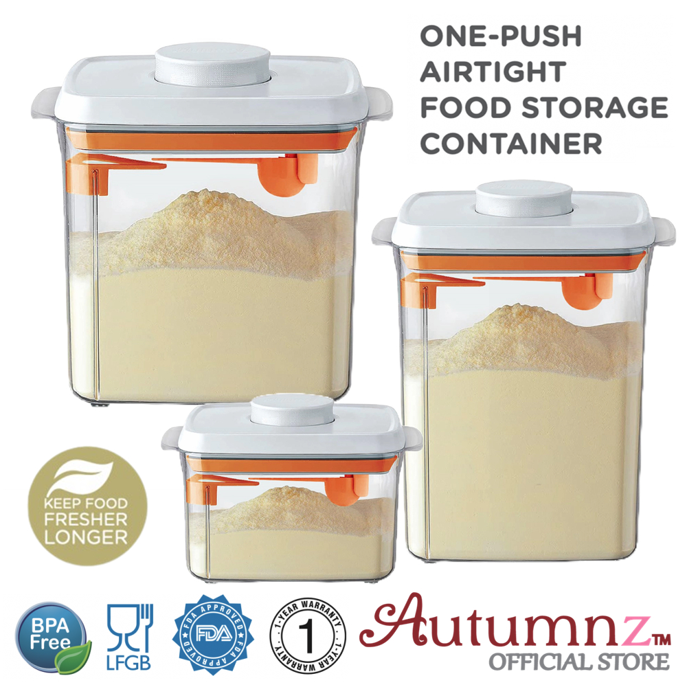 Autumnz One-Push Airtight Food Storage Container (Clear Rectangle With ...