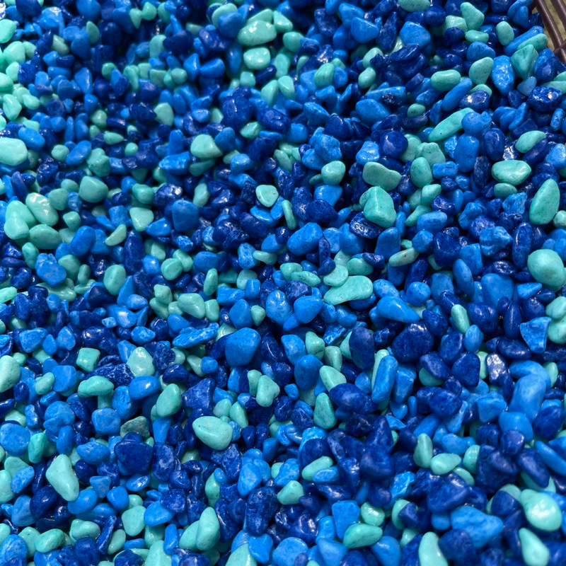 [500gm] Ocean Blue colored River Stone Aquarium Garden Decoration 3-6mm ...