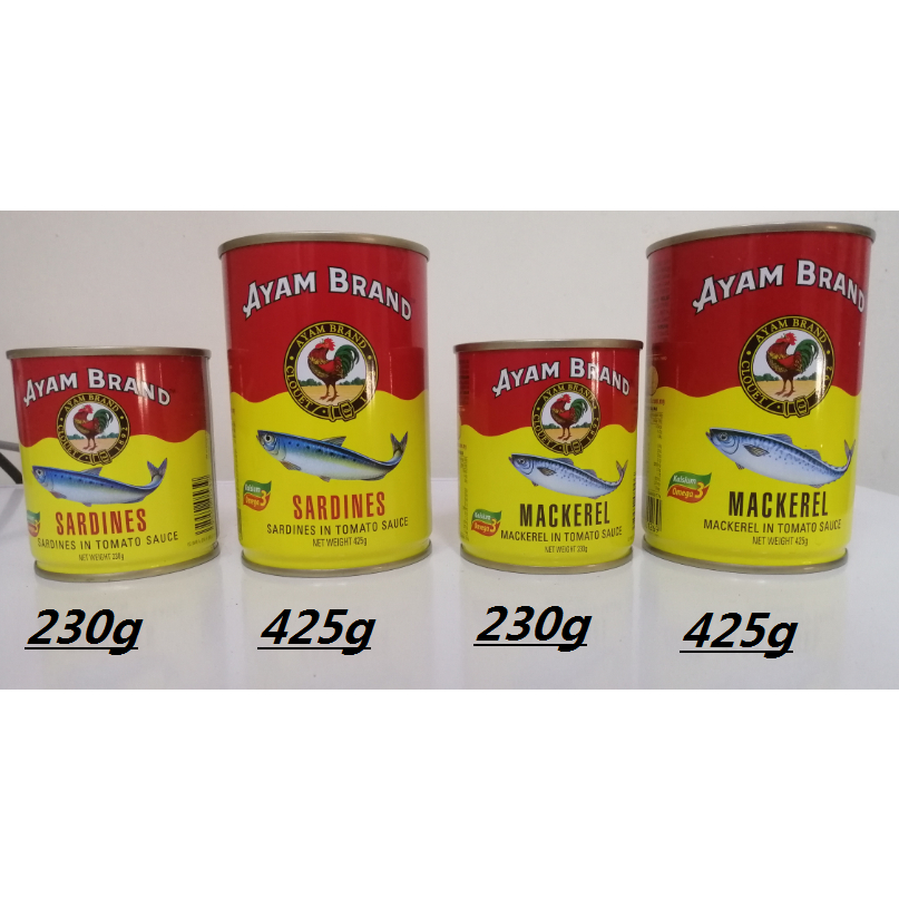AYAM BRAND SARDINES/MACKEREL IN TOMATO SAUCE 230g /425g | Shopee Malaysia