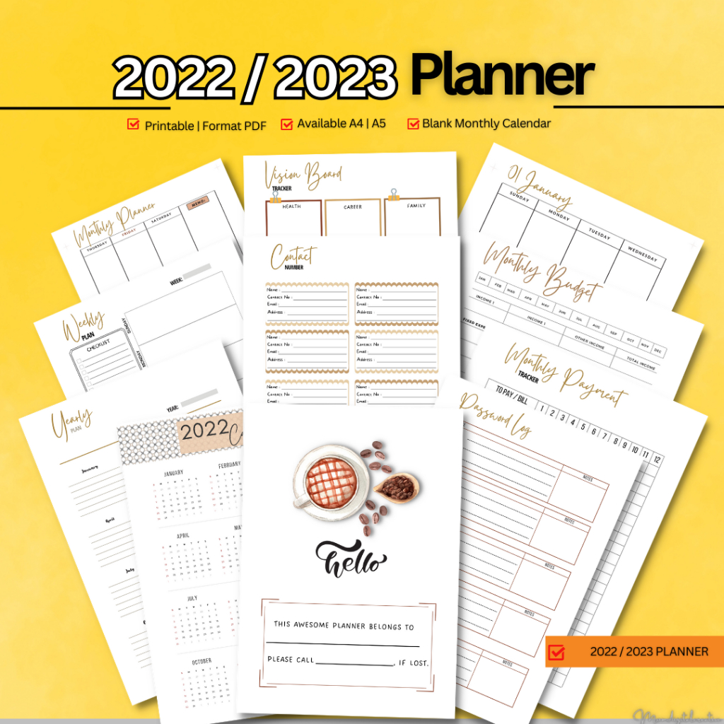 [PDF] 2022/2023 Planner, Weekly Monthly Planner, Printable Template ...