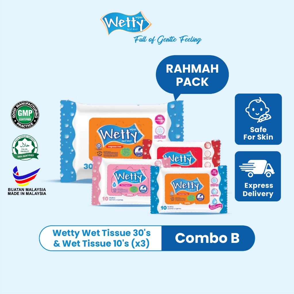 【RAHMAH PACK] Combo B - Wetty Wet Tissue & Fragrance Tisu Basah Baby ...