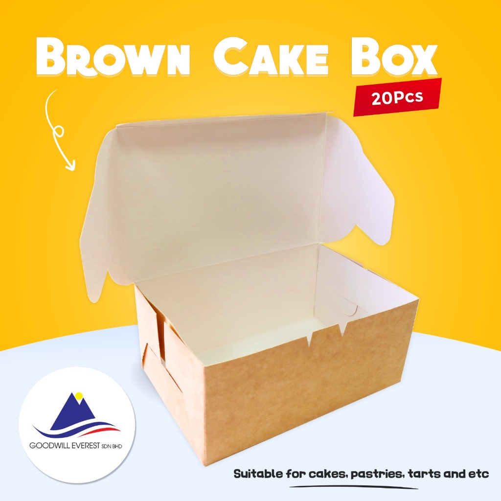(20 pcs) Brown Cake Box / Kraft Cake Box (L)165 x (W)105 x (H)75MM ...