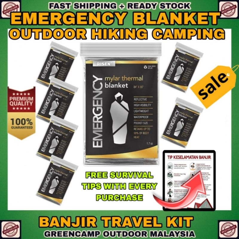 SURVIVAL KIT SELIMUT KALIS AIR SLEEPING BAG KECEMASAN WATERPROOF BANJIR ...