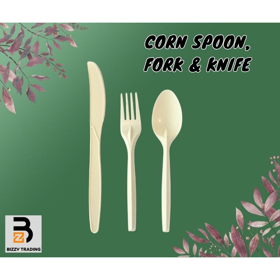 Bio Cutlery / Corn Starch Cutlery / Bio Fork / Bio Spoon / Bio Knife ...