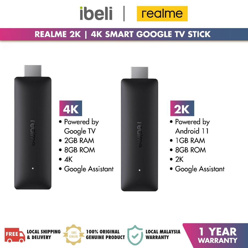 [Global Version] realme 2K | 4K Smart Google TV Stick HDR10+ HDMI ...