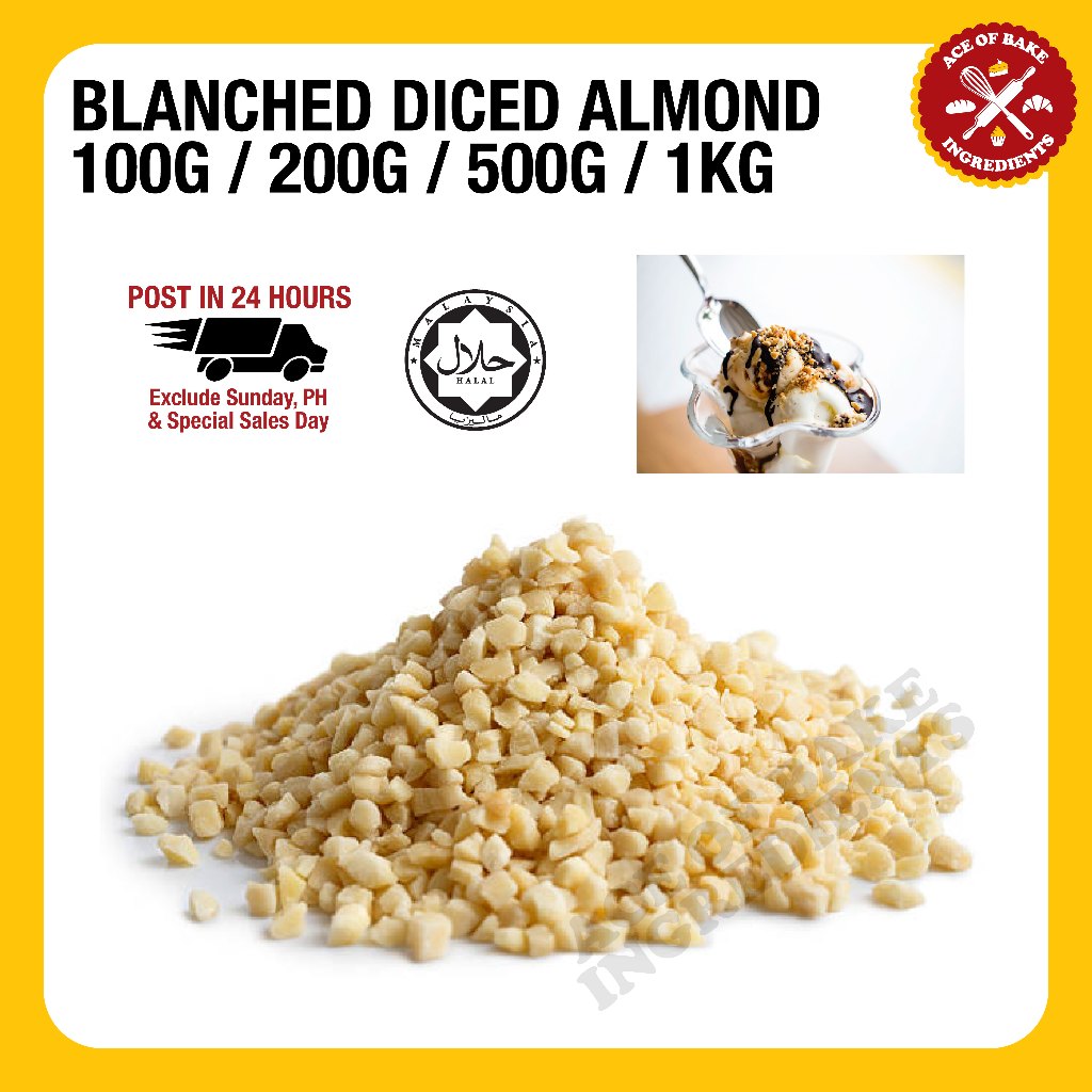 Blanched Diced Almond 100g / 200g / 500g / 1kg | Shopee Malaysia