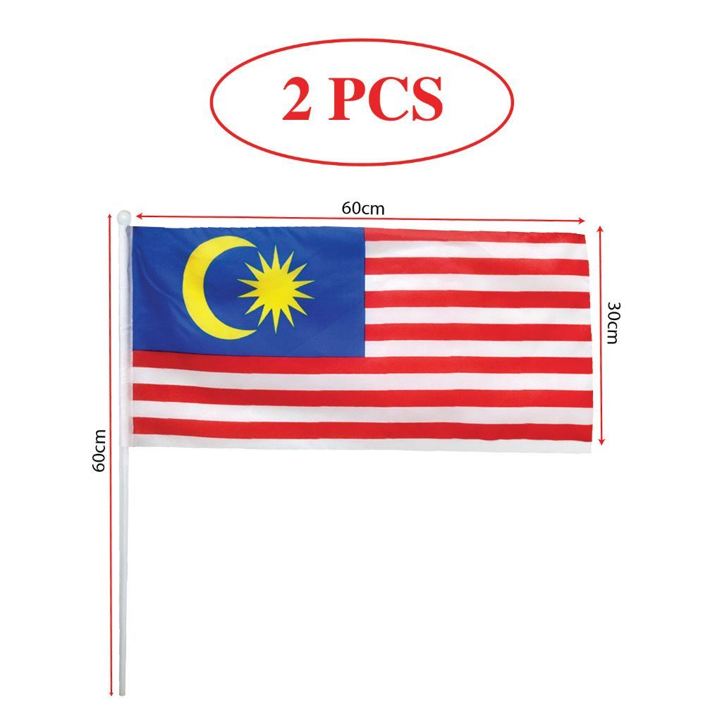 ( 2 PCS ) MALAYSIA HAND FLAG (30X60CM) # BENDERA TANGAN MALAYSIA 1X2 ...