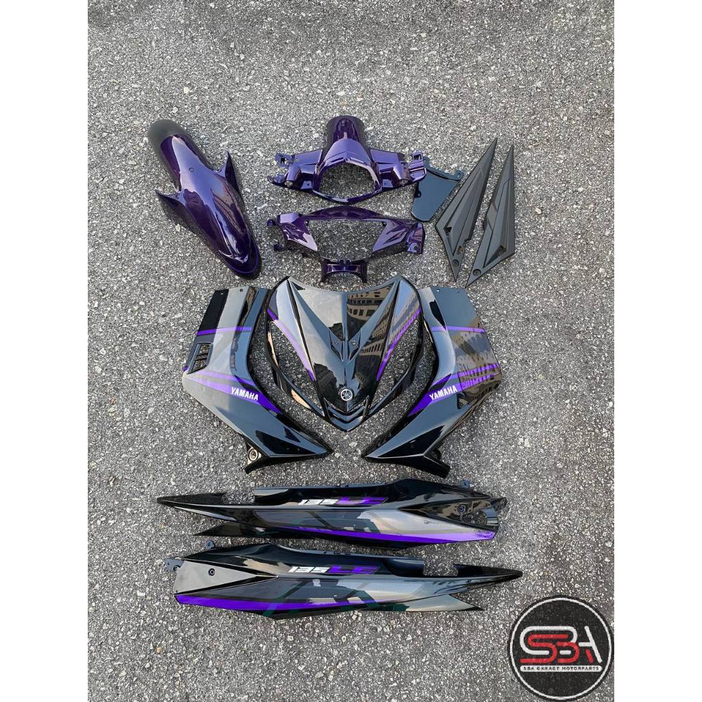 COVERSET BODYSET YAMAHA LC LC135 V1 DR PURPLE RXZ STRIPE TANAM CODE 017 ...