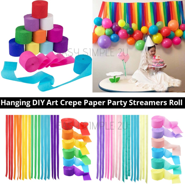 (1Set) Kertas Krep Hari Jadi Hiasan Parti Crepe Paper Rolls Streamers ...