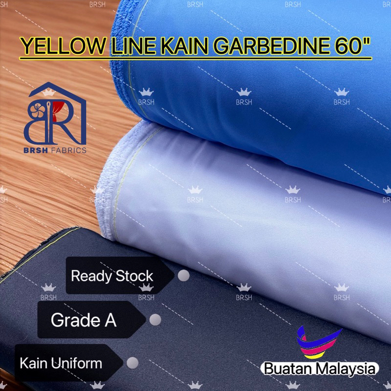 Kain Uniform Yellow Line/Kain Garbedine Bidang 58” | Shopee Malaysia