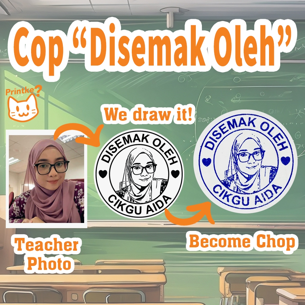 😸 Cop Disemak Oleh 😸 Cikgu Cop / Teacher Rubber Stamp Self Inking Chop ...