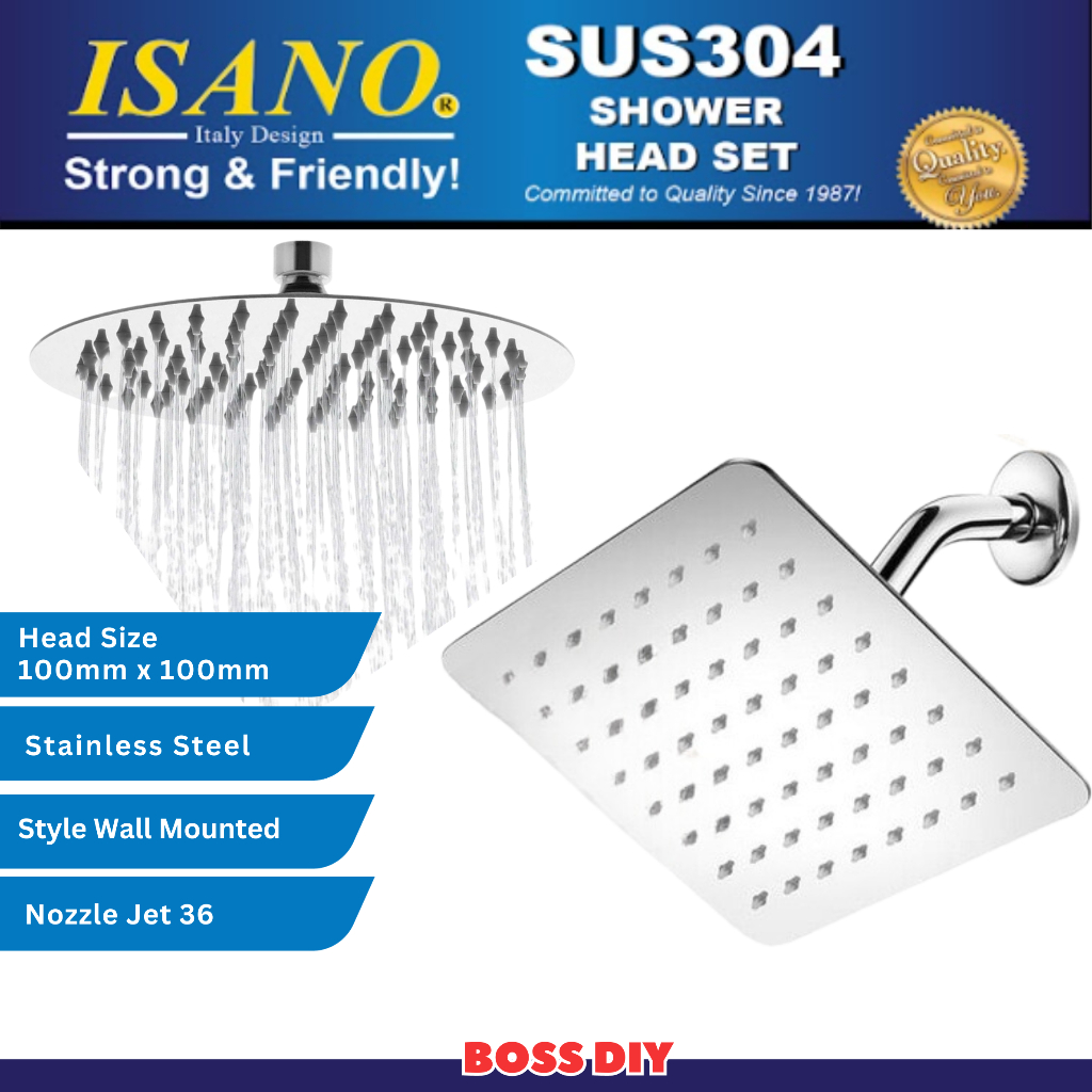 ISANO ROUND / SQUARE TYPE STAINLESS STEEL THIN SHOWER HEAD 1004SH ...