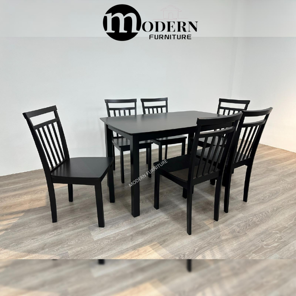 🔥Dining Set (Solid Wood) - 6 Chair/4 Chair -Meja Makan + Kerusi /Dining Table/Dining Chair/Meja ...