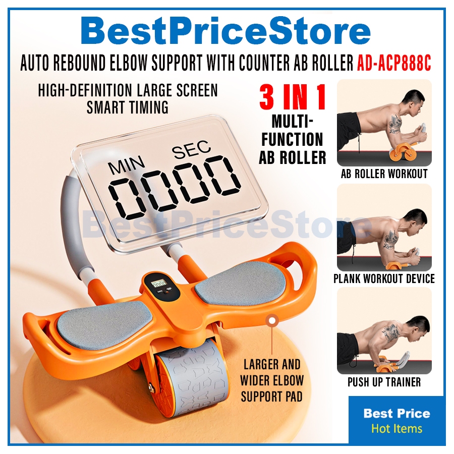 BPS Multifunctional Premium Ab Roller with Elbow Support Meter Counter ...