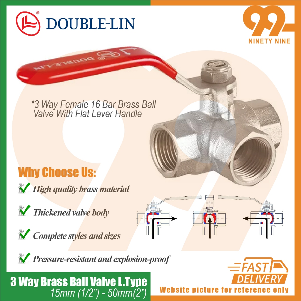 3 Way Valve Brass Ball Valve L Type - 1/2'' 3/4'' & 1'' | Shopee Malaysia