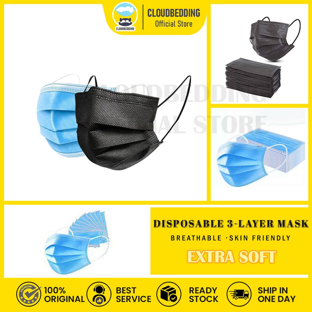 50 pcs Face Mask Disposable Earloop 3ply 3 ply Anti-dust Face Mask ...