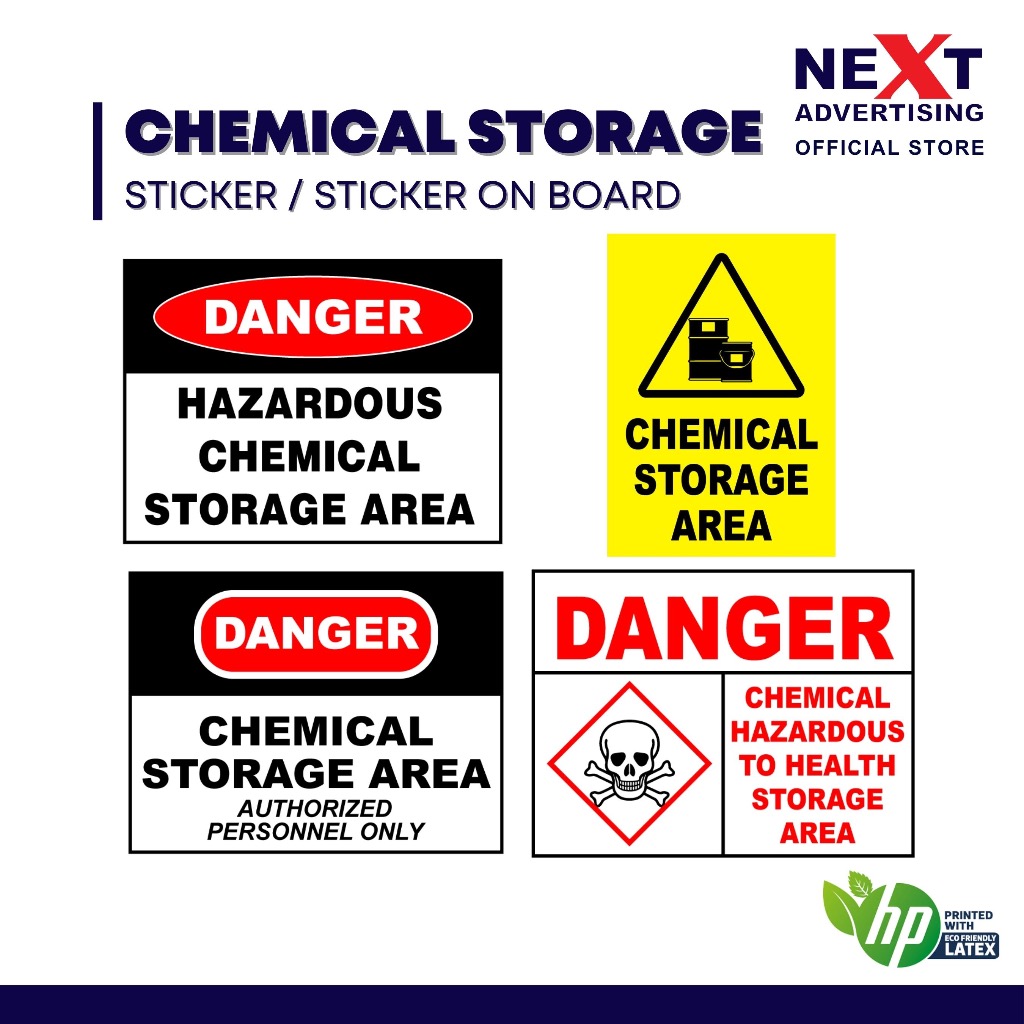 Danger Chemical Storage Area Warning Signage | Sticker or Sticker on Board | Shopee Malaysia