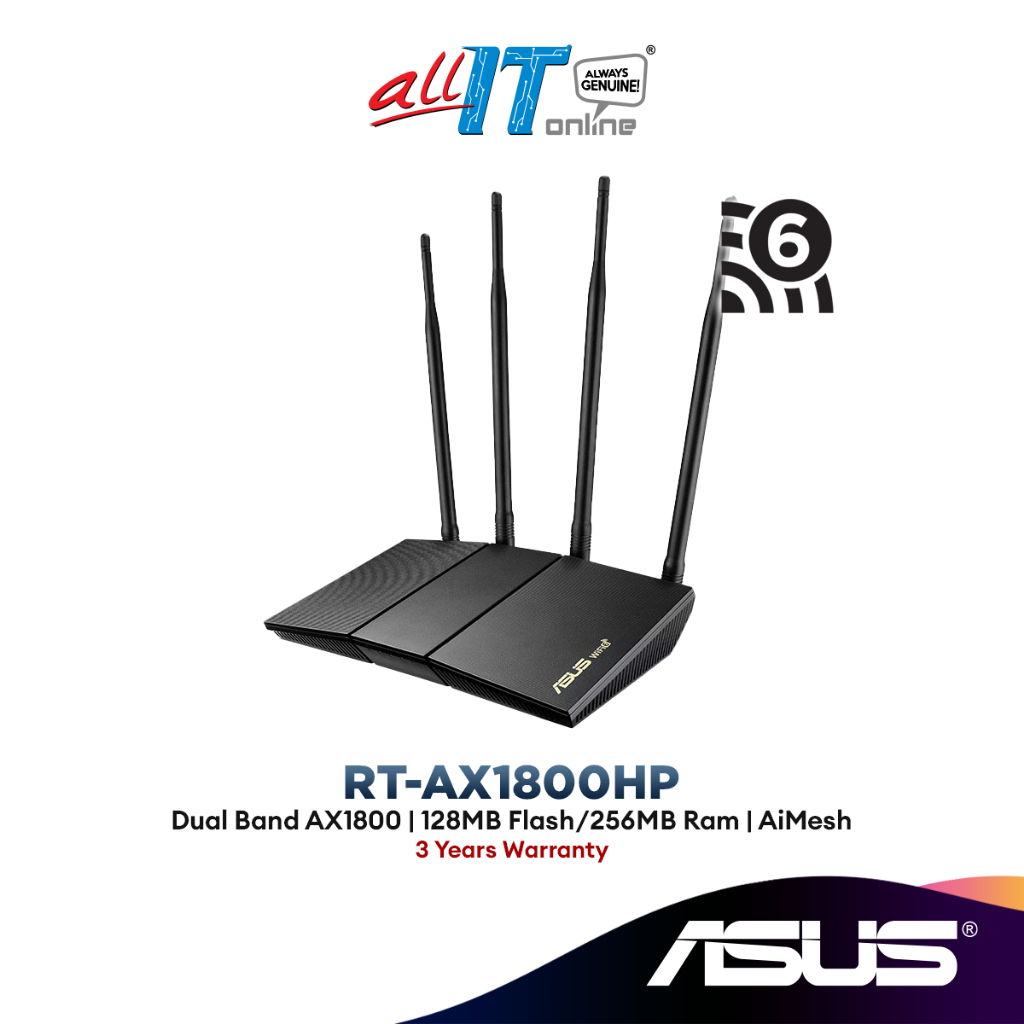Asus RT-AX1800HP AX1800 Dual Band WiFi 6 with Ultra-fast WiFi Speed ...