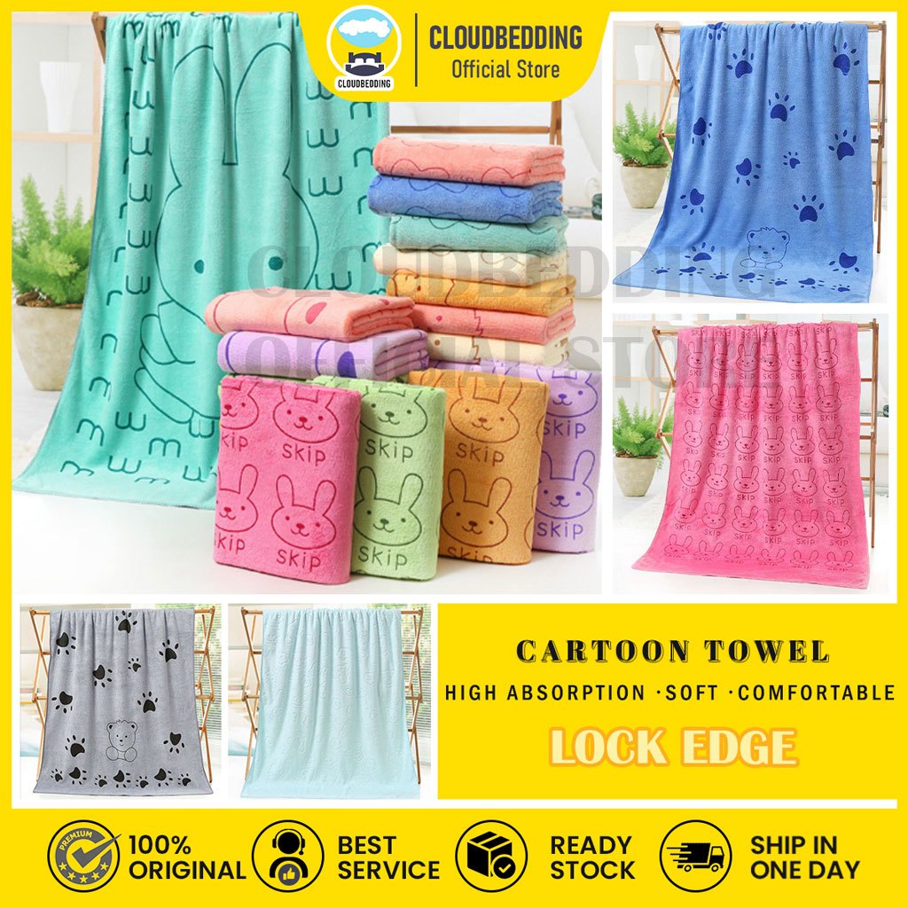 Ready Stock 70x140cm Cartoon High Quality Microfiber Absorbent Bath ...