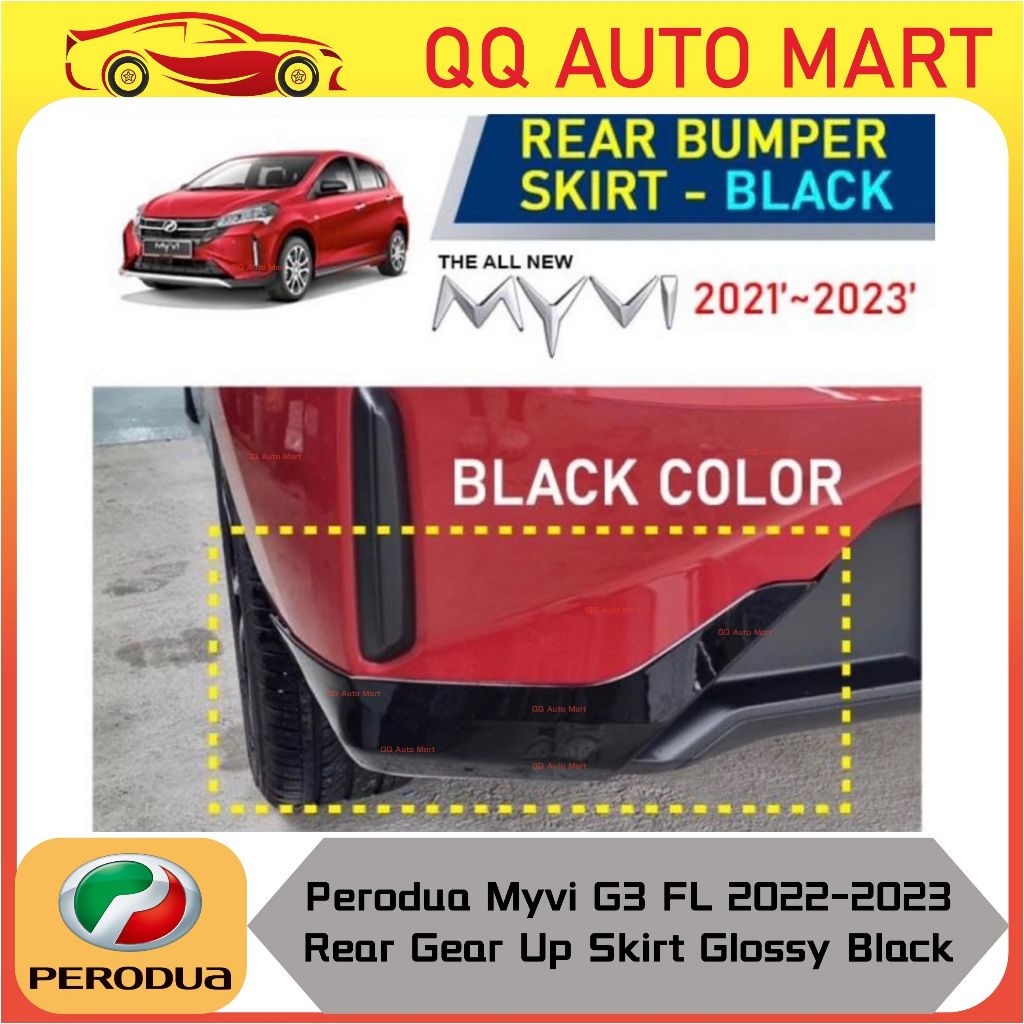 Perodua Myvi G3 FL 2022-2023 Rear Gear Up Skirt Glossy Black | Shopee ...