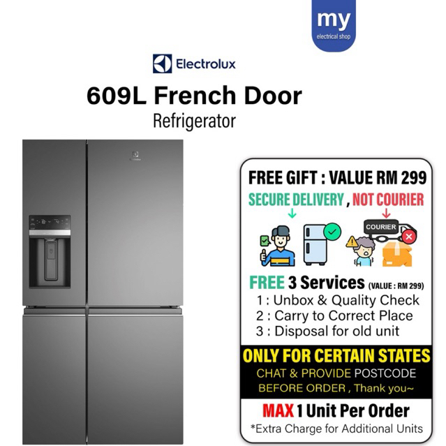 Electrolux EQE6879A-B 609L French door refrigerator UltimateTaste 900 ...