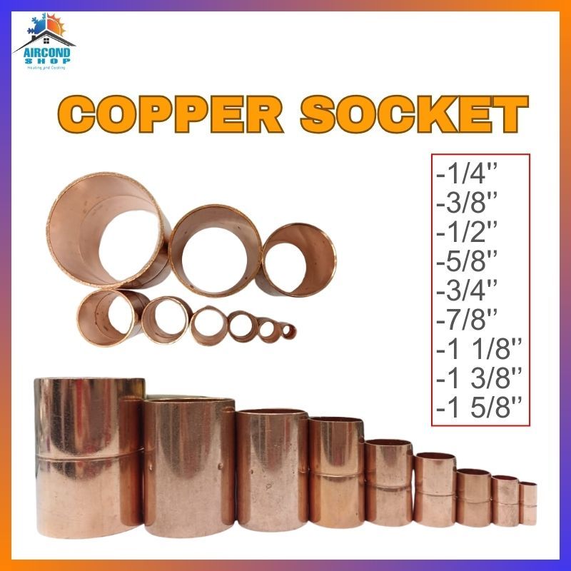 READY STOCK / COPPER SOCKET [1/4'',3/8'',1/2'',5/8'',3/4'',7/8'',1 1/8 ...