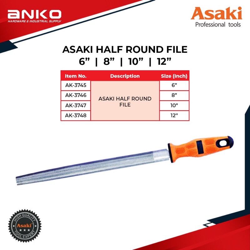 ASAKI HALF ROUND FILE 6” | 8” | 10” | 12” | Shopee Malaysia