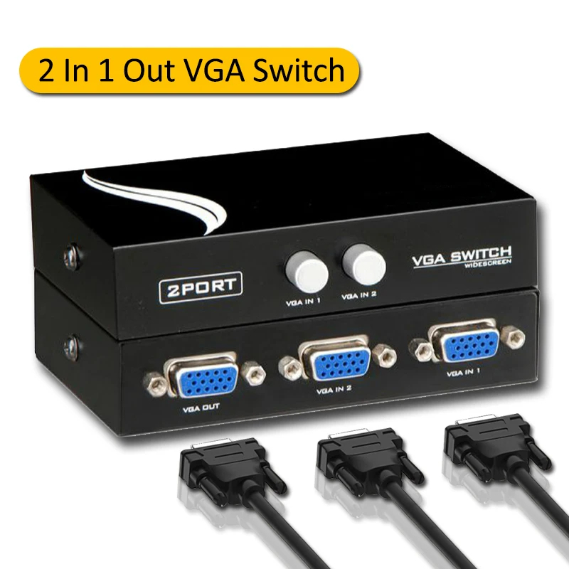 🇲🇾 2/4 Splitter VGA Audio Switch for PC TV Monitor Video Switcher LED ...