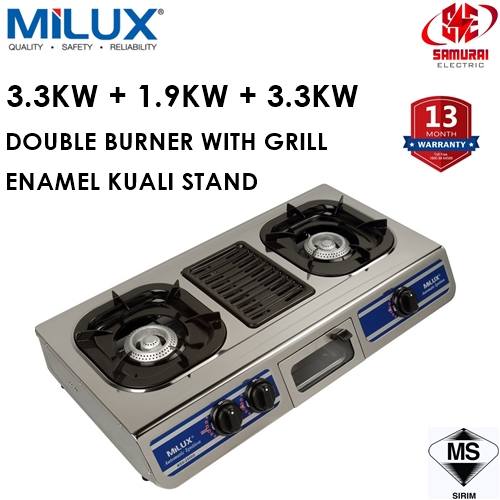 MILUX TWIN BURNER STANLESS STEEL GAS COOKER WITH GRILL MSS2500G DAPUR ...