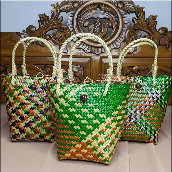 Bag Mengkuang Thai Hasil Anyaman Tangan -Green kecil | Shopee Malaysia
