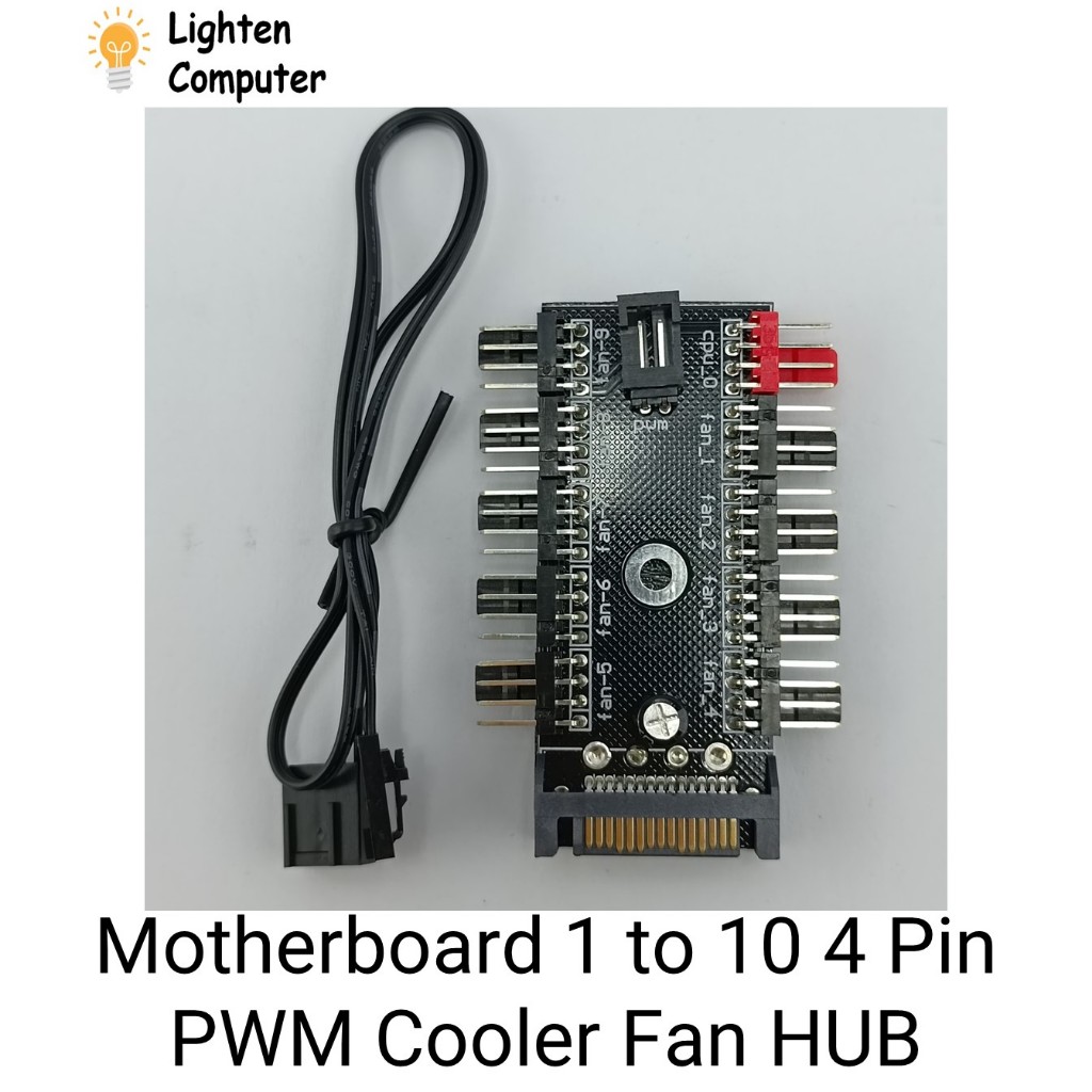 4 Pin PWM Fan HUB 1 to 10 with SATA Power Connector | Expander Splitter ...