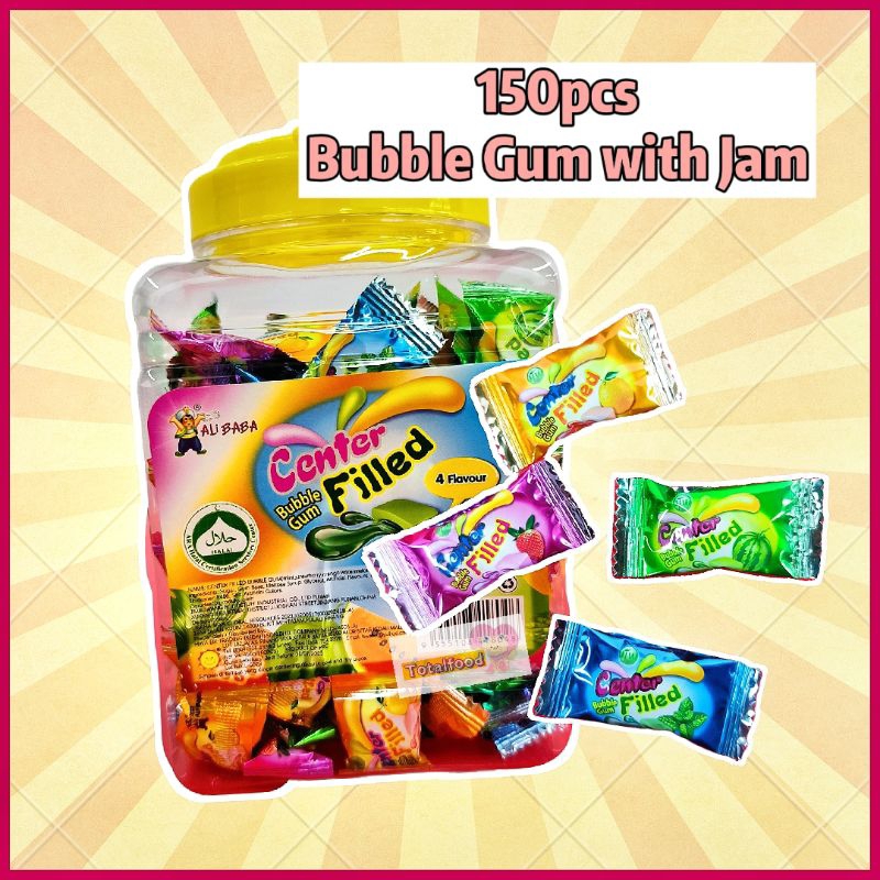 150pcs Ali Fruits Chewing Gum with Center Filled jam bekas (4flavour ...