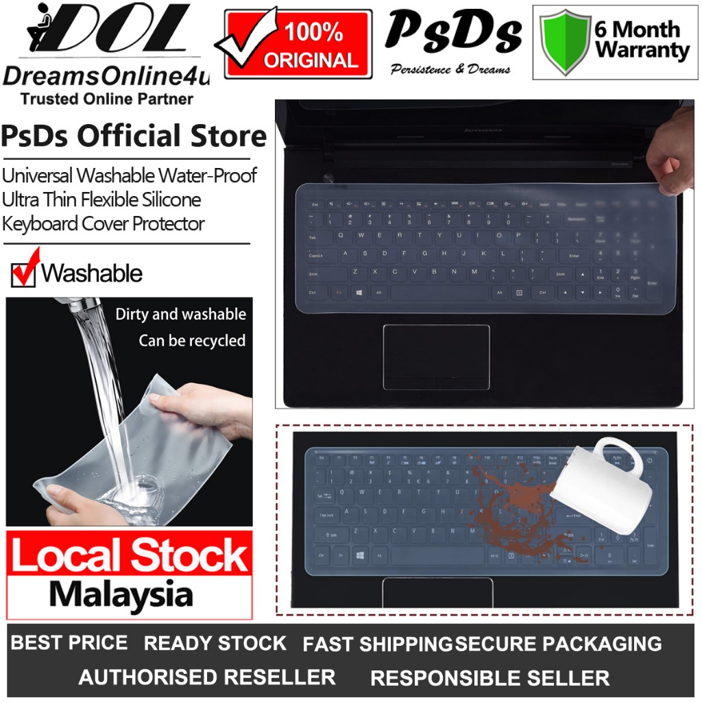 Universal Washable Water-proof Dust-Proof Ultra Thin Flexible Silicone Keyboard Protector Cover ...