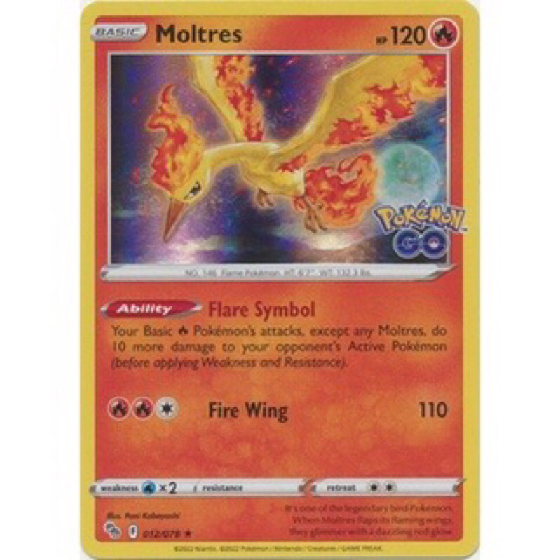 Pokemon TCG Card Moltres - 012/078 - Holo Rare Pokemon Go | Shopee Malaysia