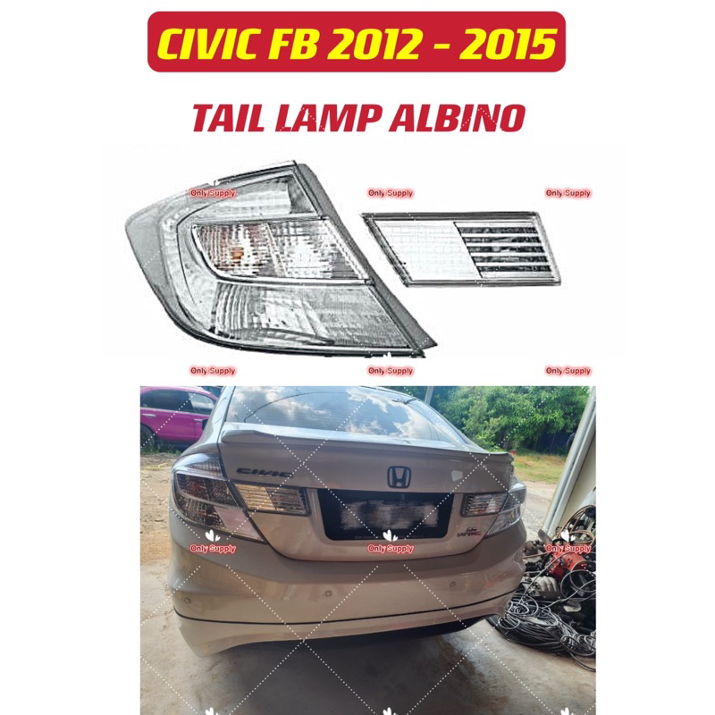 DEPO HONDA CIVIC FB Tail Lamp Albino Clear Set // Fit 2012-2015 12-15 ...
