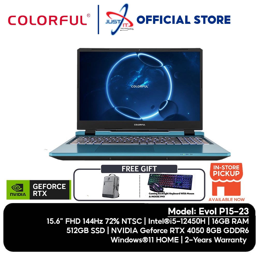 COLORFUL EVOL P15-23 GAMING LAPTOP( I5-12450H 16GDR5 / 512SSD / RTX4050 ...