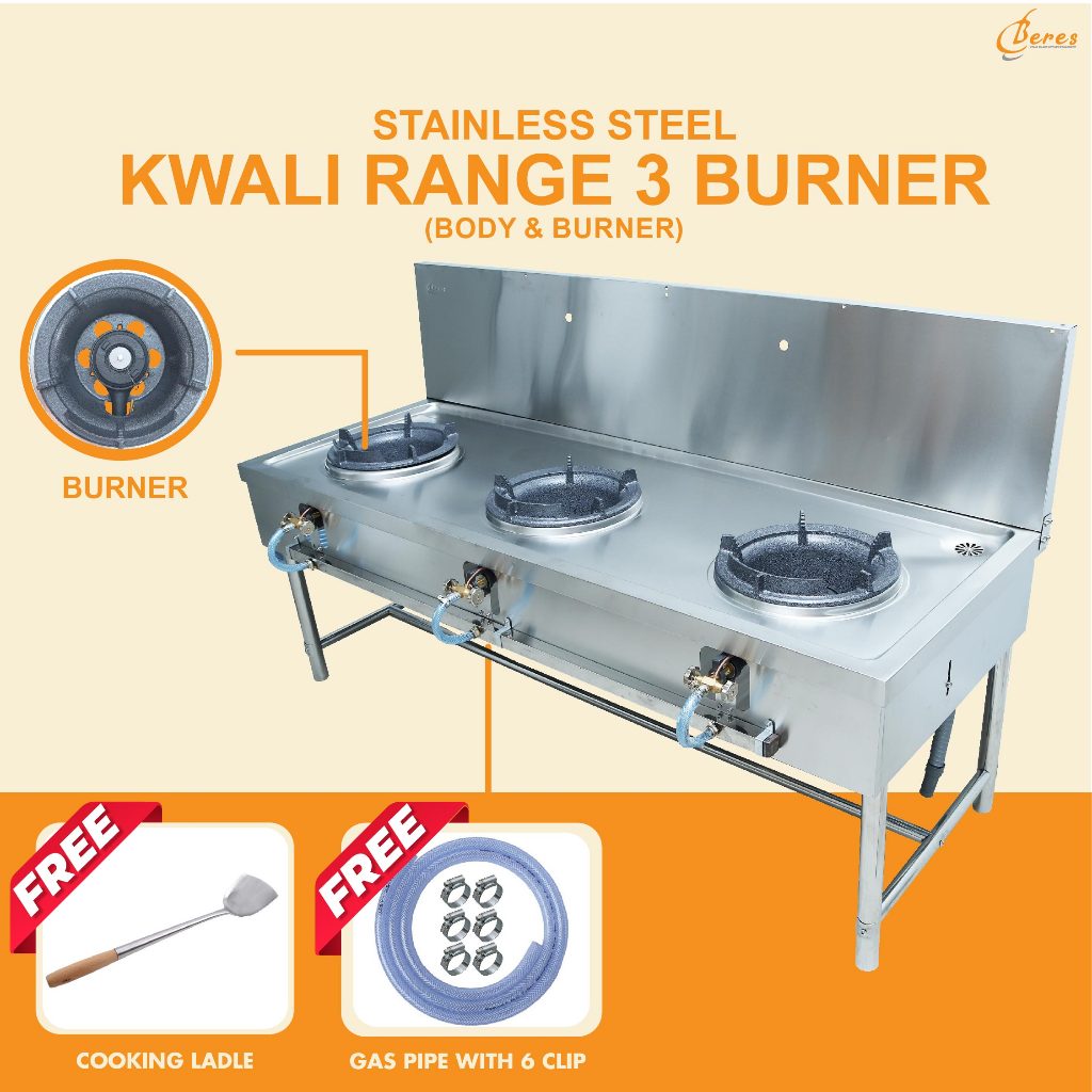 Dapur Gas Masak Stainless Steel Kwali Range 3 Burner High Pressure ...