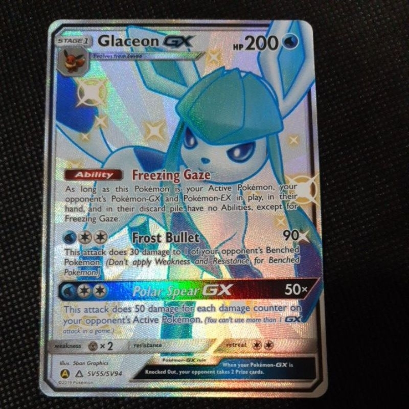 Pokemon Card TCG : Hidden Fates eevee evolution : Glaceon GX SV55/SV94 ...