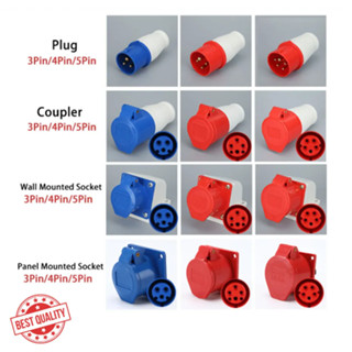 16A 32A 3Pin 4Pin 5Pin Industrial Plug And Socket (Male & Female) 240V 415V Weatherproof IP44 ...