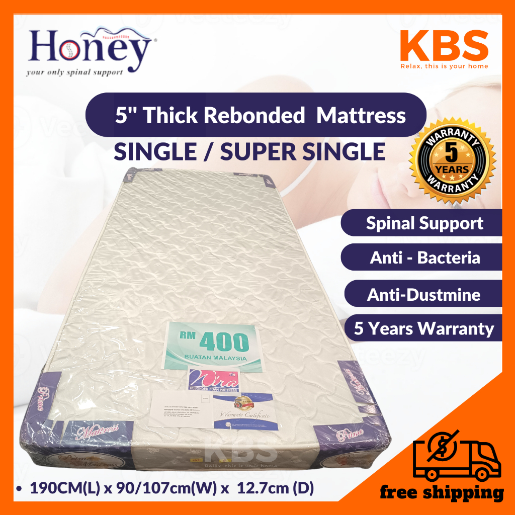 (FREE Shipping) SINGLE Honey 5 INCHES Prime Series Compressed Latex ...