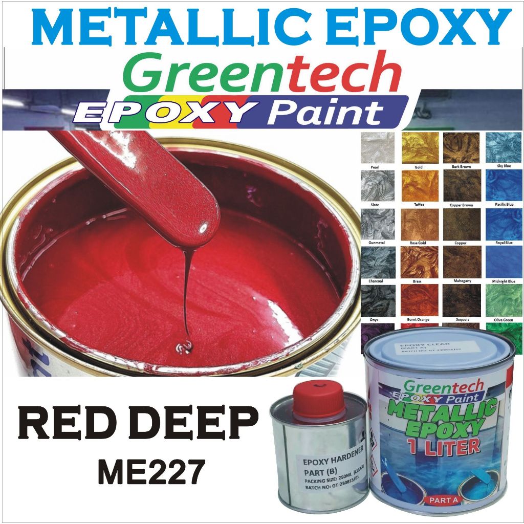 ME227 RED DEEP ( Metallic Epoxy Paint ) 1L METALLIC EPOXY FLOOR PAINT ...