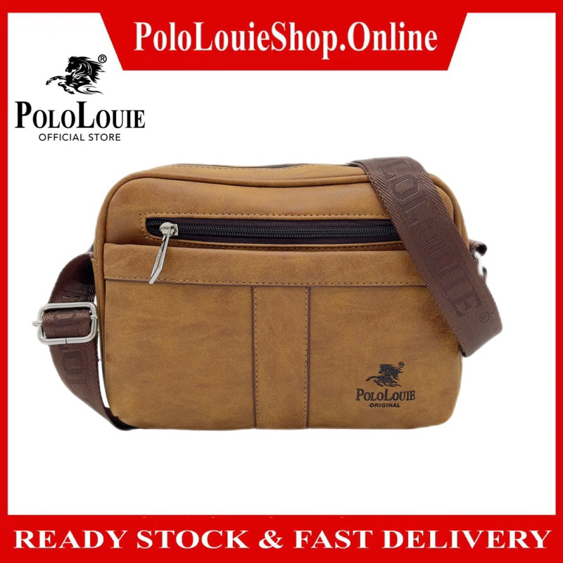 Original Polo Louie Men Crazy Horse Leather Shoulder Sling Bag ...